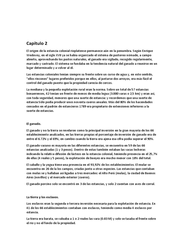 Mayo La Estancia Cap2 Resumen | PDF | Vacas | Agricultura