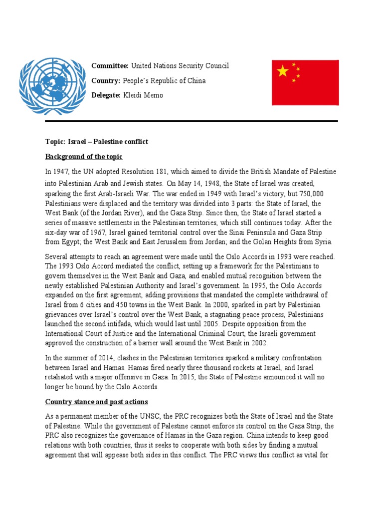 Position Paper China MUN Kosovo | PDF | Israel | World Politics