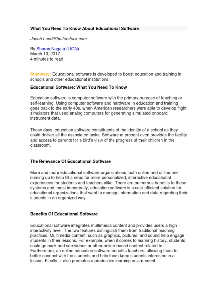 Understanding Educational Software Types | PDF | Educational Technology ...