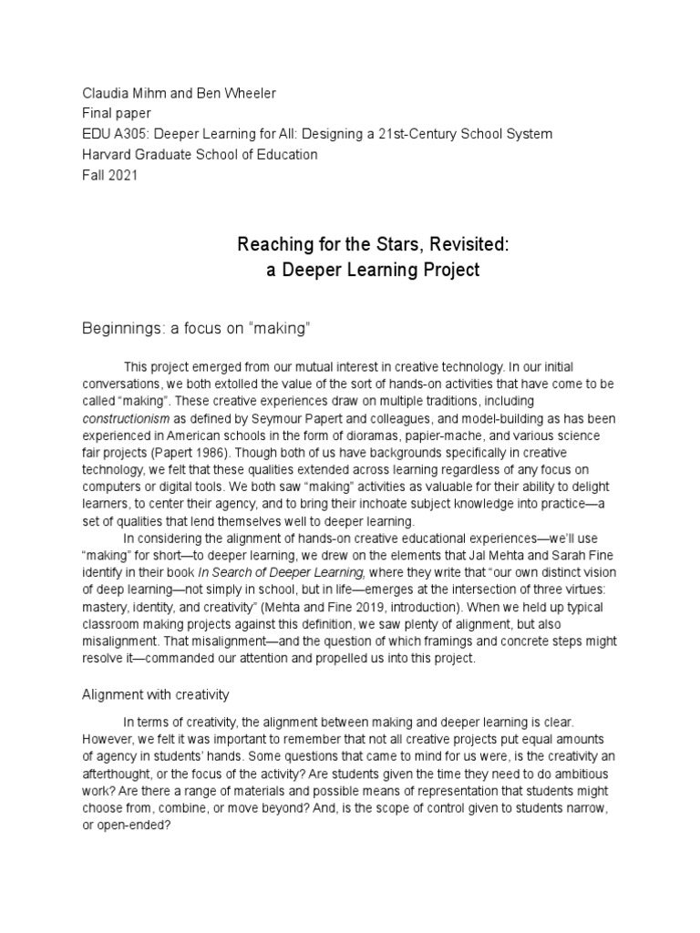 Reaching For The Stars, Revisited - Final Paper | PDF