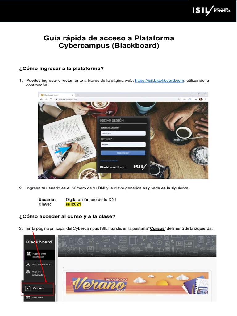 Guía Rápida para Accesos Al Cybercampus ISIL | PDF