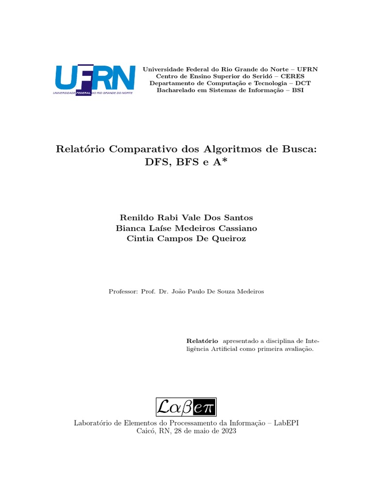 Relatório Sobre DFS, BFS e A | PDF
