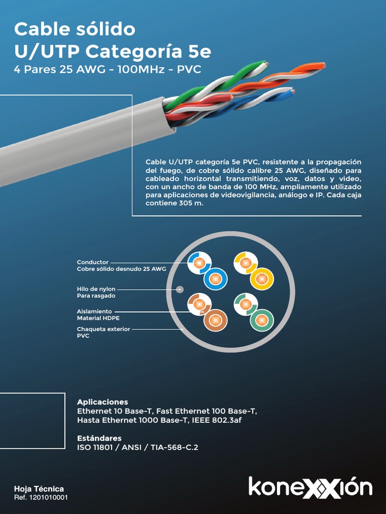 Cable Sólido U - UTP Categoría 5E - PVC | PDF | Electricidad ...