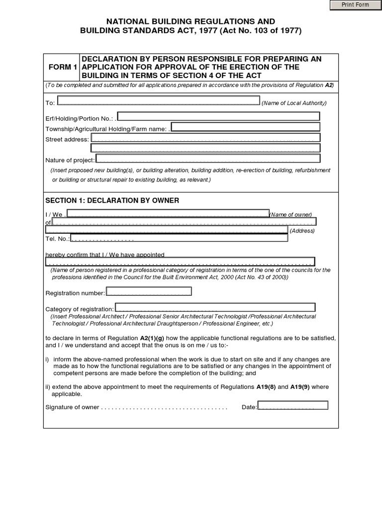 SANS 10400 Form 1 Declaration | PDF | Geotechnical Engineering ...