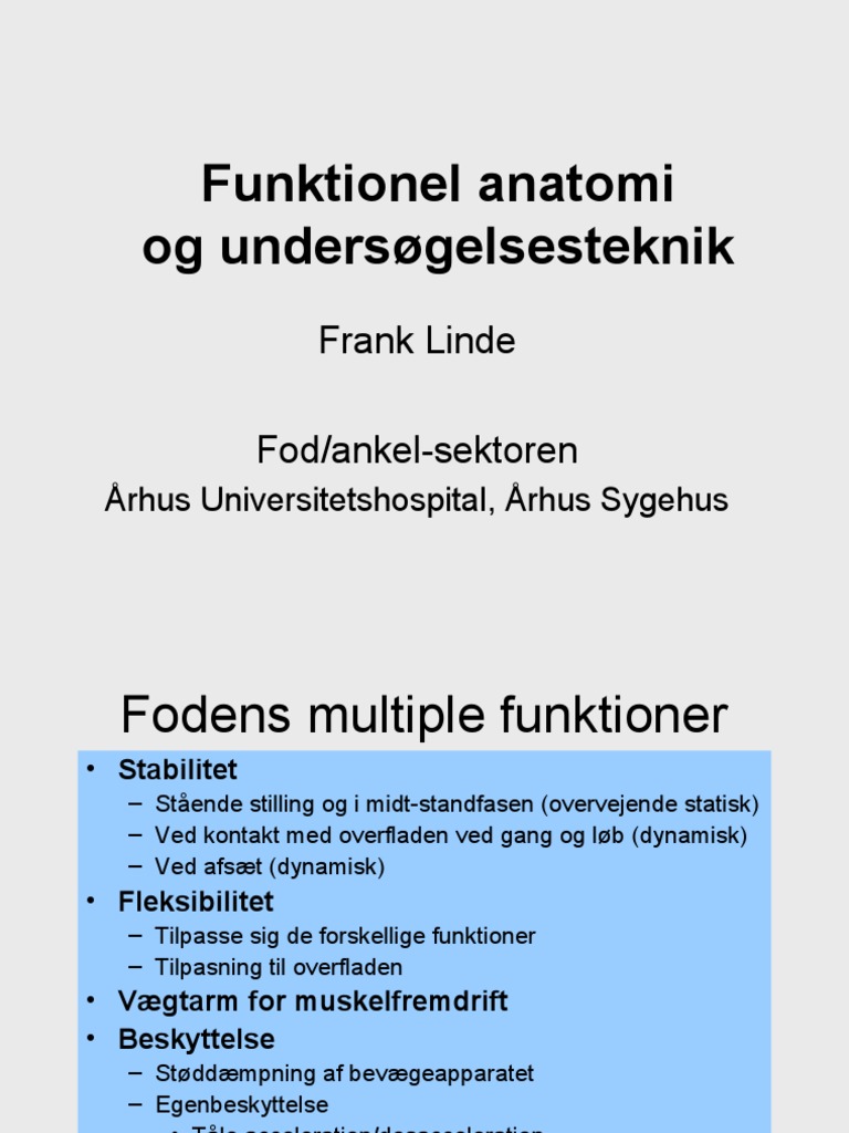 Funktionel Anatomi Og Undersøgelsesteknik: Frank Linde Fod/ankel ...