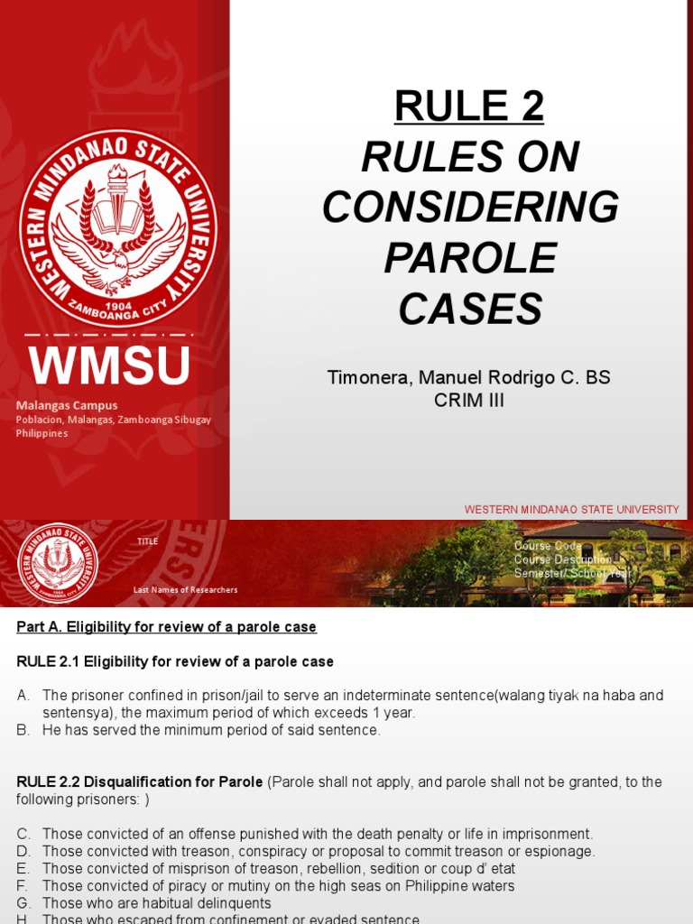 Rules in Parole | Download Free PDF | Parole | Treason