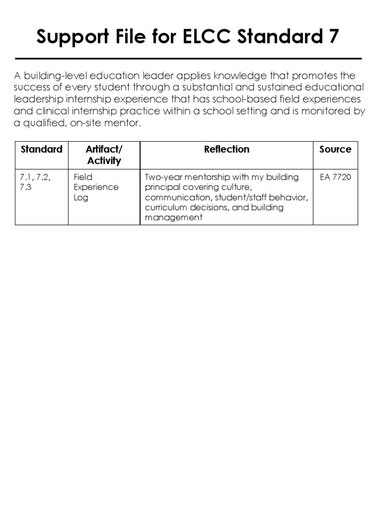 Elcc Standard 7 | PDF