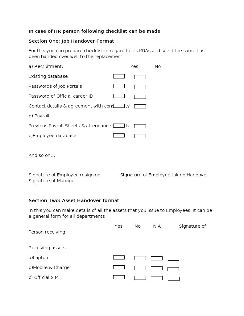 Handover Format | PDF