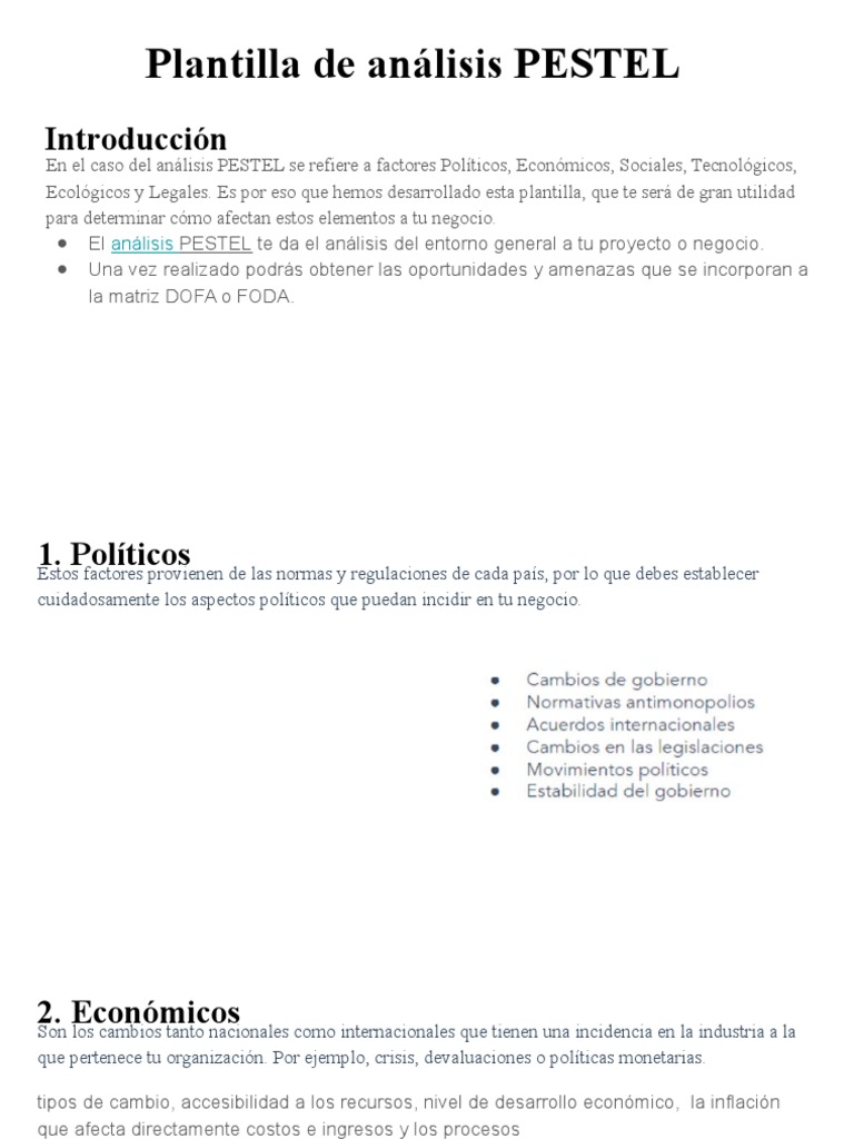 PESTEL Plantilla de Analisis | PDF | Análisis FODA | Gestión de la ...