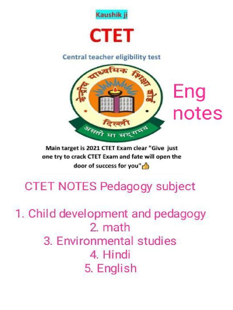 Eng Notes CTET | PDF Eng Notes CTET | PDF