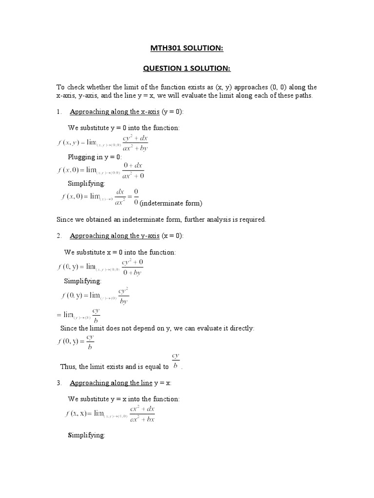 MTH301 Solution | PDF | Derivative | Mathematical Relations