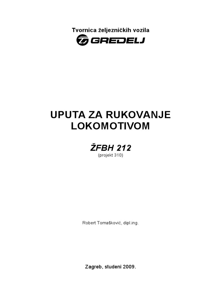 Uputa Za Rukovanje Lokomotivom: Tvornica Željezničkih Vozila | PDF