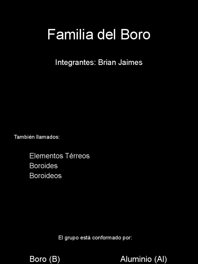 Familia Del Boro | PDF | Boro | Sustancias químicas