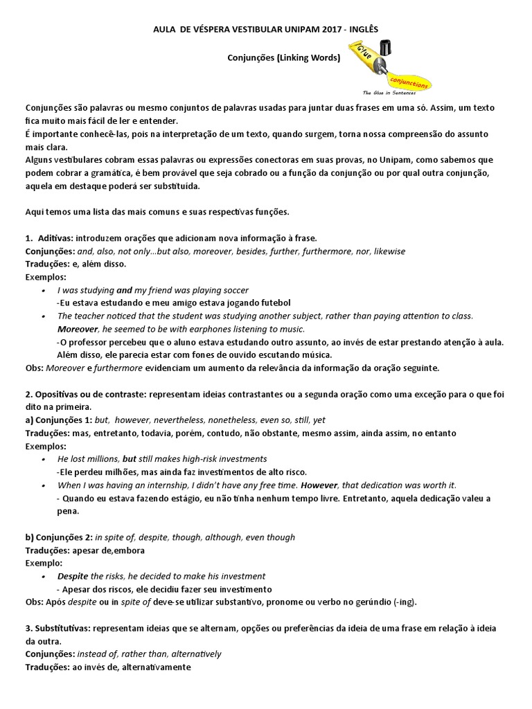 Aula de Véspera Vestibular Unipam | PDF | Sintaxe | Semântica