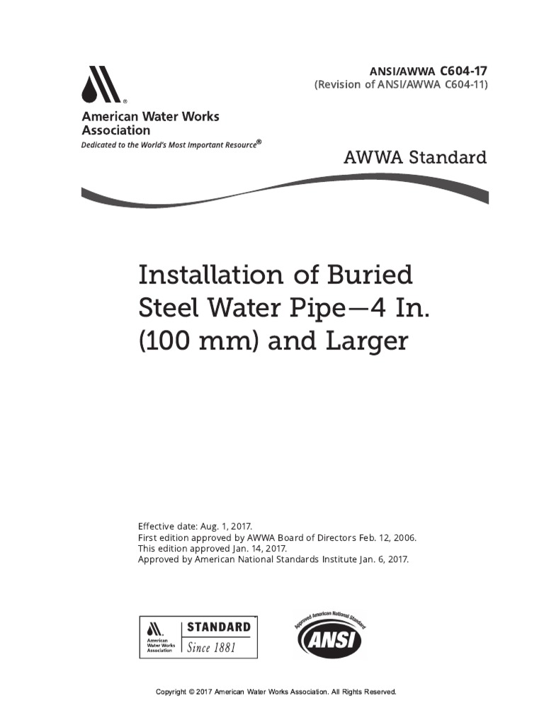 Awwa C604 | PDF | Pipe (Fluid Conveyance) | Reclaimed Water
