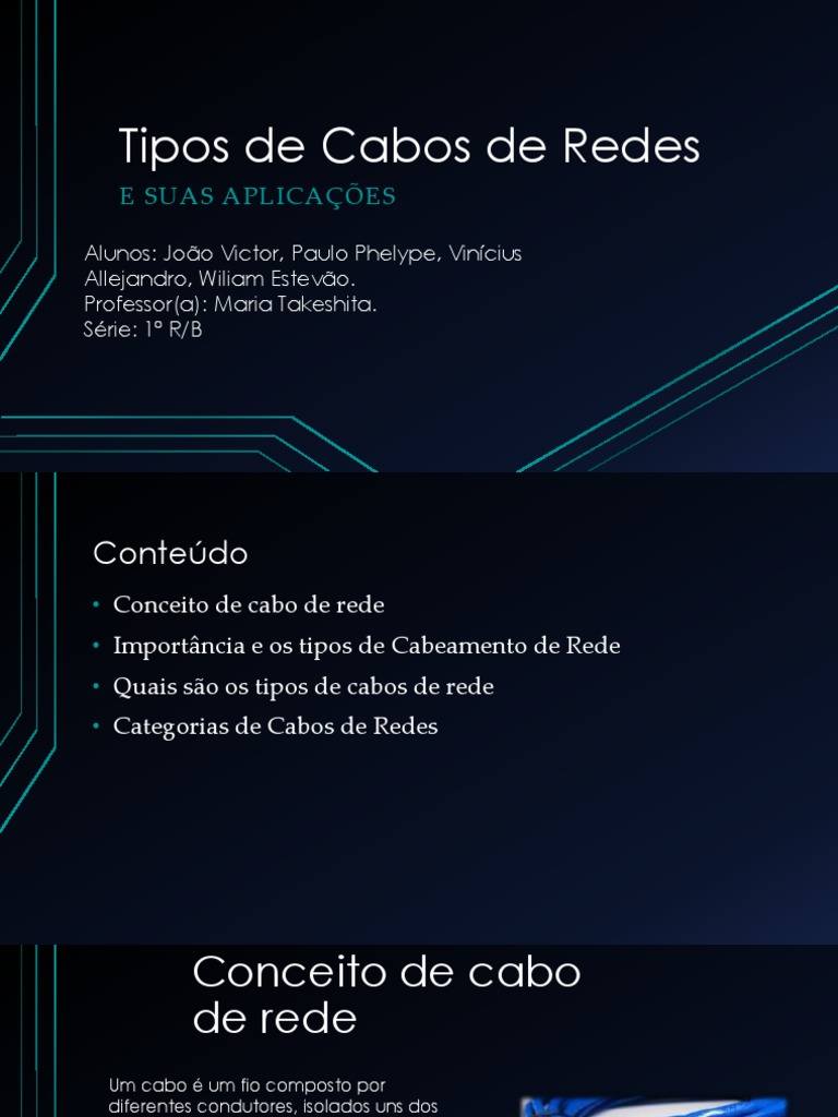 Tipos de Cabos de Redes | Download grátis PDF | Rede de computadores | Protocolo de ...