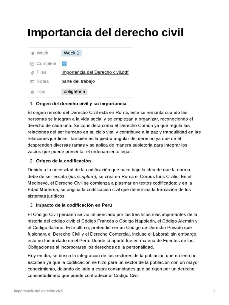 Importancia Del Derecho Civil | PDF | Derecho Civil (Common Law) | Caso de ley