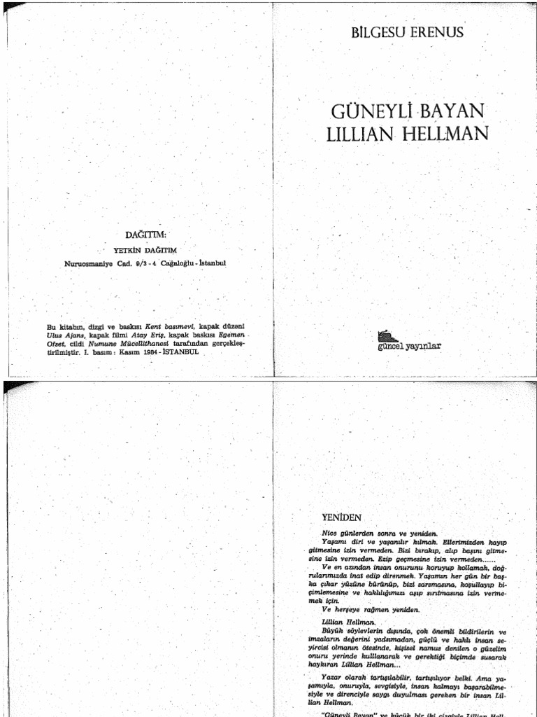 Bilgesu Eranus - Güneyli Bayan Lillian Hellman | PDF