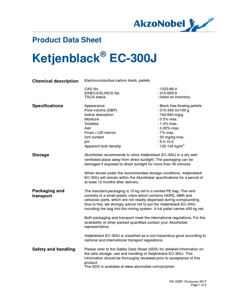 Data Sheet Ketjenblack EC-300J | PDF | Materials | Physical Sciences
