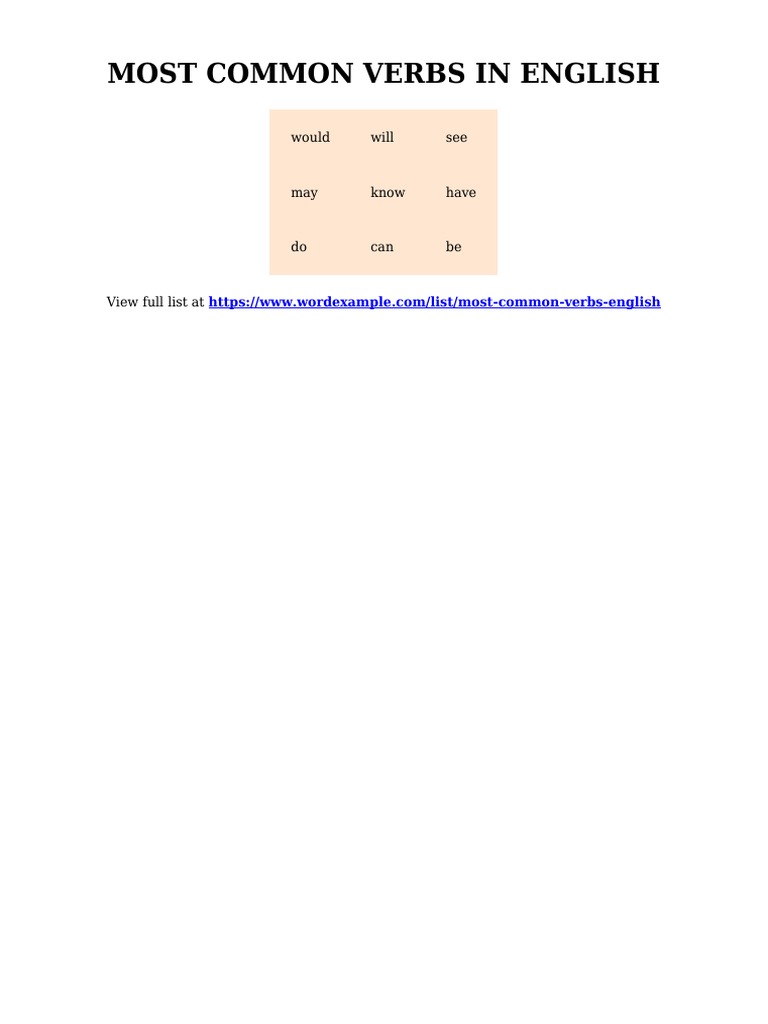 Most Common Verbs English | PDF