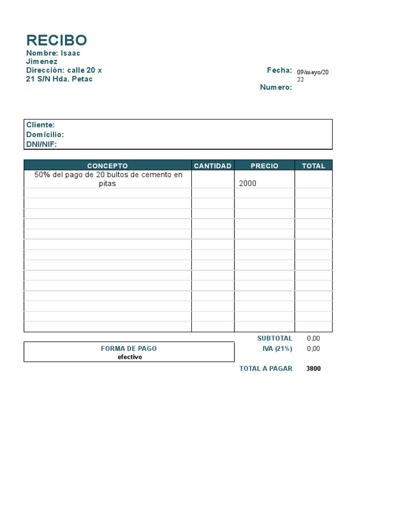 Plantilla Recibo Word | PDF