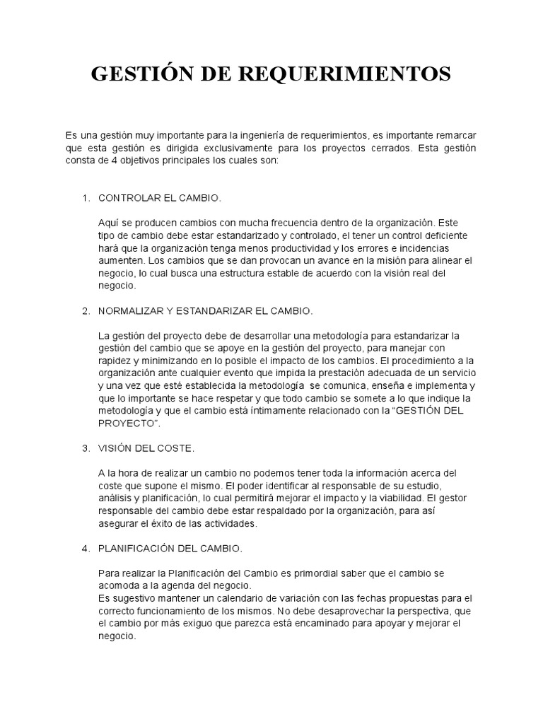Gestión de Requerimientos | PDF