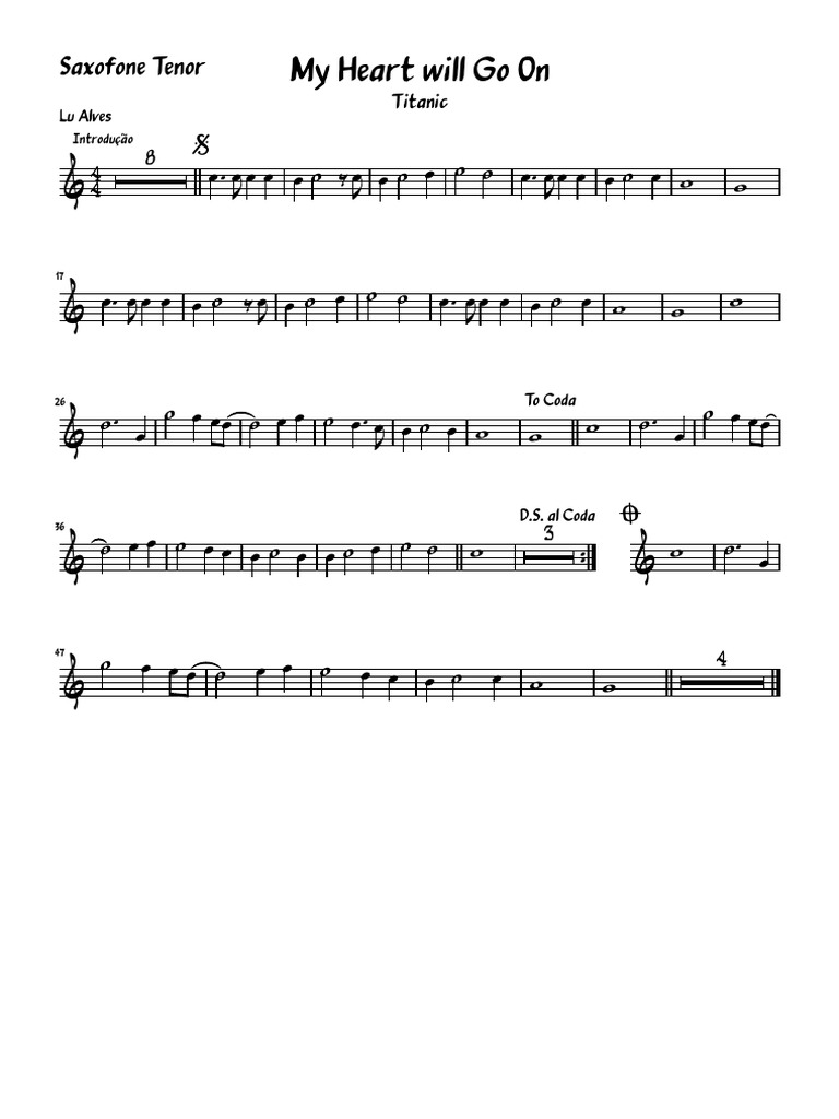 Titanic - Sax Alto Facil - My Heart Will Go On - Sax Tenor | PDF