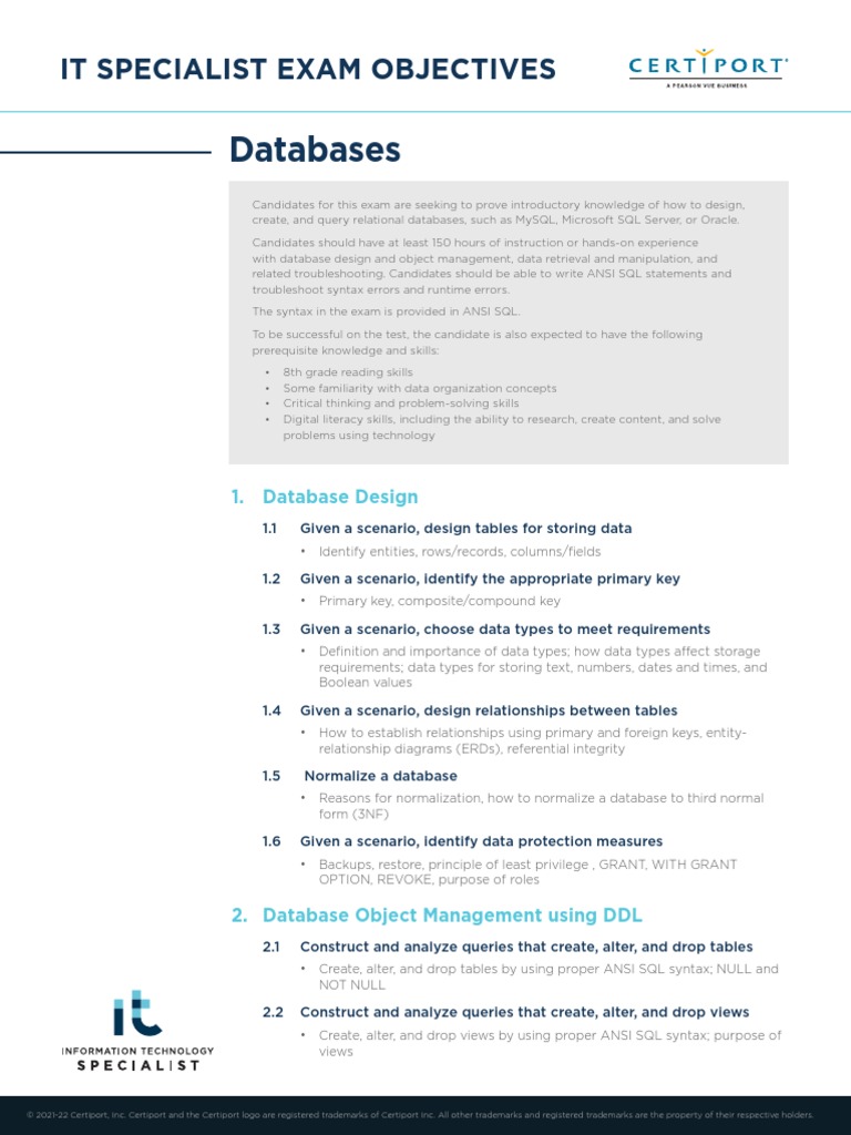 ITS OD 201 Databases 0922 | PDF | Databases | Database Index