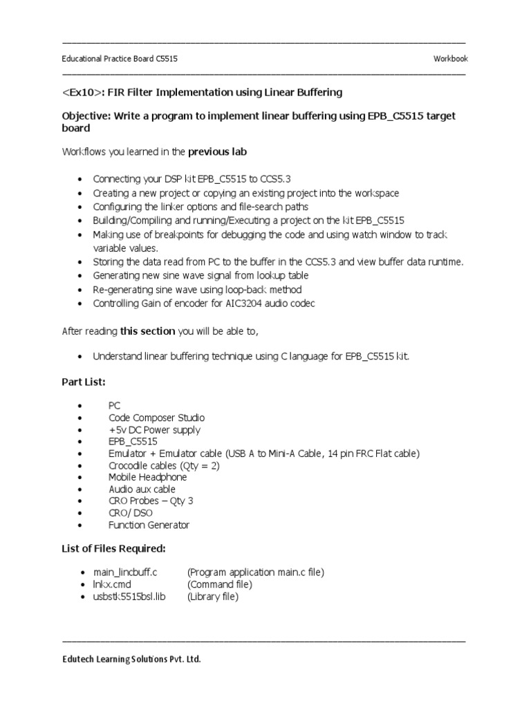 Chapter 5 10 Profiling Fir Filter Implementation Using Linear Buffering C Language Ccs V5