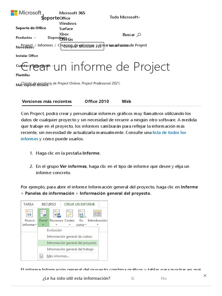 Crear Un Informe de Project | PDF | Microsoft | Desarrollo de software