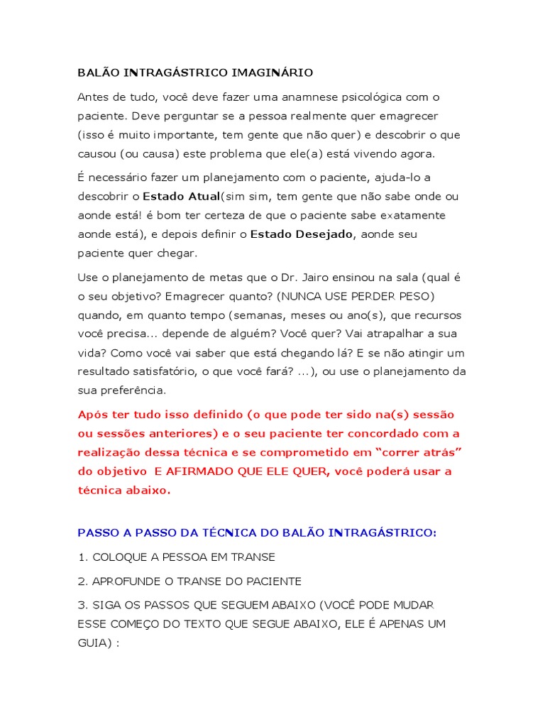 Balão Intragástrico Imaginário Martinet | PDF | Mente inconsciente | Tempo
