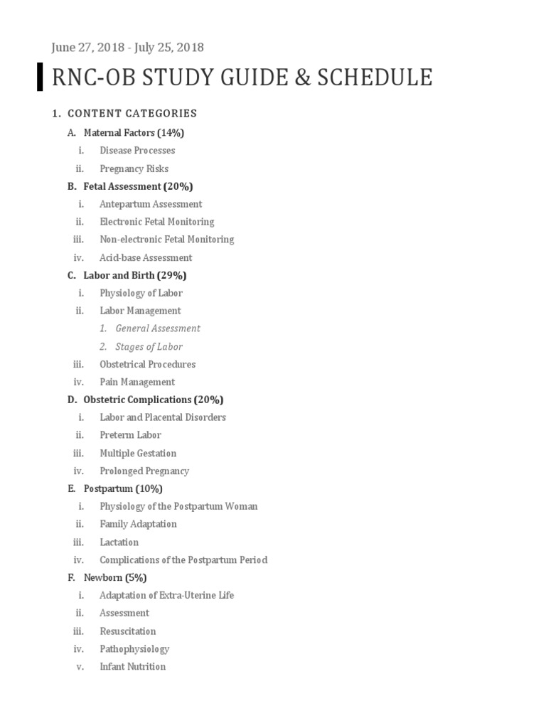 RNC Content and Study Guide | PDF | Childbirth | Mammalian Pregnancy