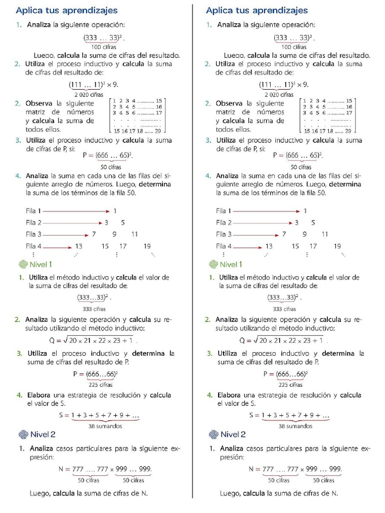 Practica Raz. Induccion Matematico Mat. 4° Sec 2023 | PDF