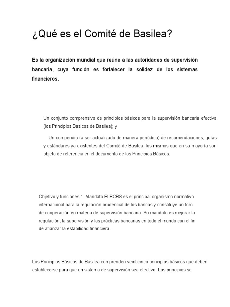 Qué Es El Comité de Basilea y Comision | PDF