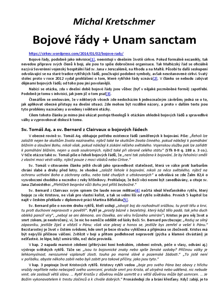 Bojové Řády + Unam Sanctam | PDF
