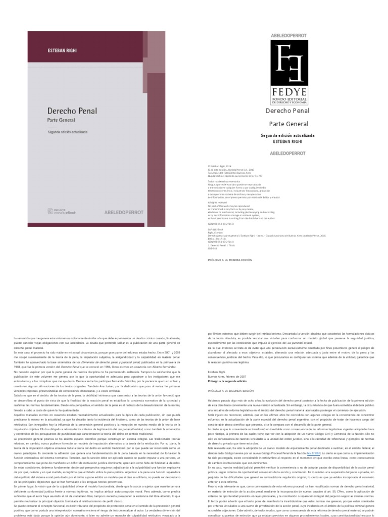 Righi Derecho Penal Parte General Formato Libro Pdf Derecho
