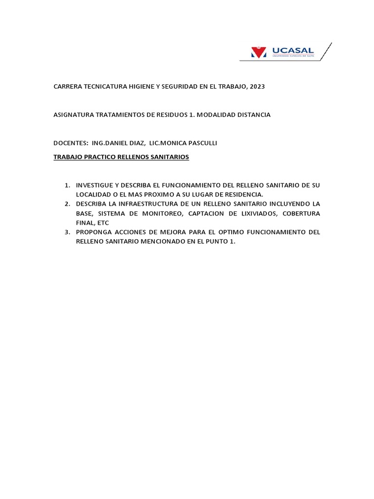 TP Rellenos Sanitarios Mayo 2023 | PDF