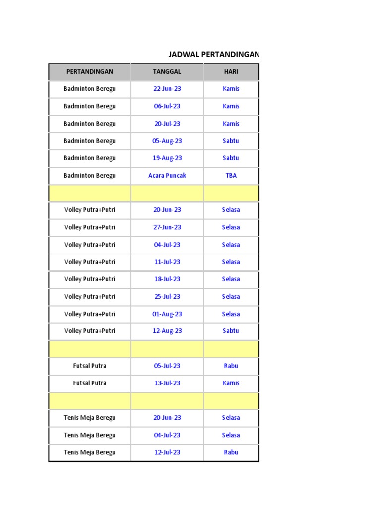 Jadwal Fix Mika Solid 2023 | PDF