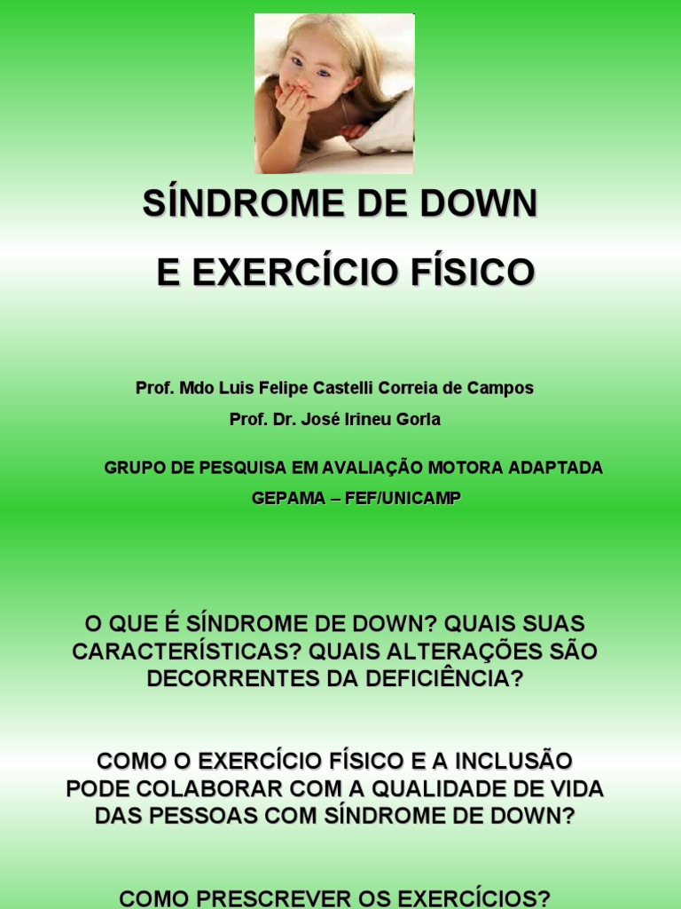 Síndrome de Down e Exercício Físico | PDF | Síndrome de Down | Medicina ...
