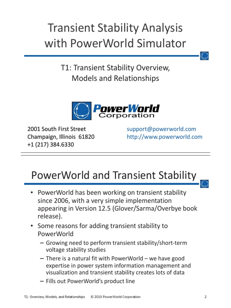 Transient Stability Analysis WITH Power World Simulator T01ModelRelationships - 2019 | PDF ...