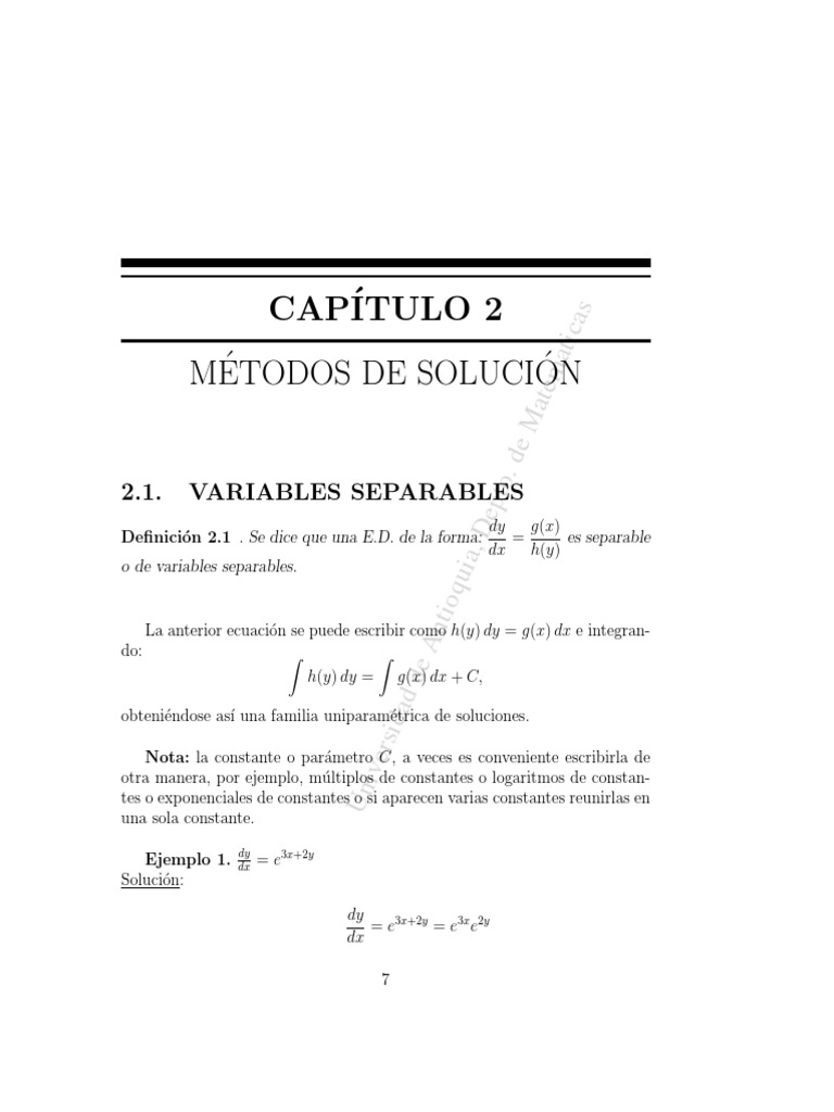 Método de Solucion de Ecuaciones Diferenciales | PDF | Ecuaciones | Física Matemática