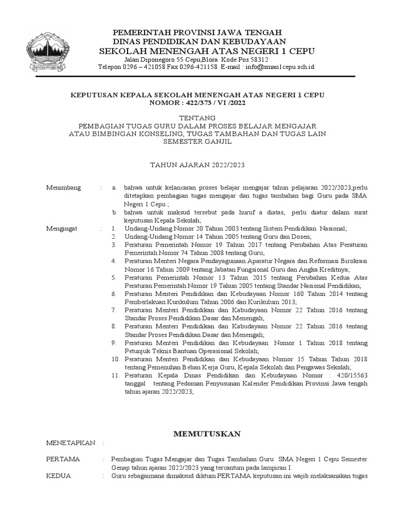 SK MENGAJAR 2022-2023 - Ganjil - 1 | PDF