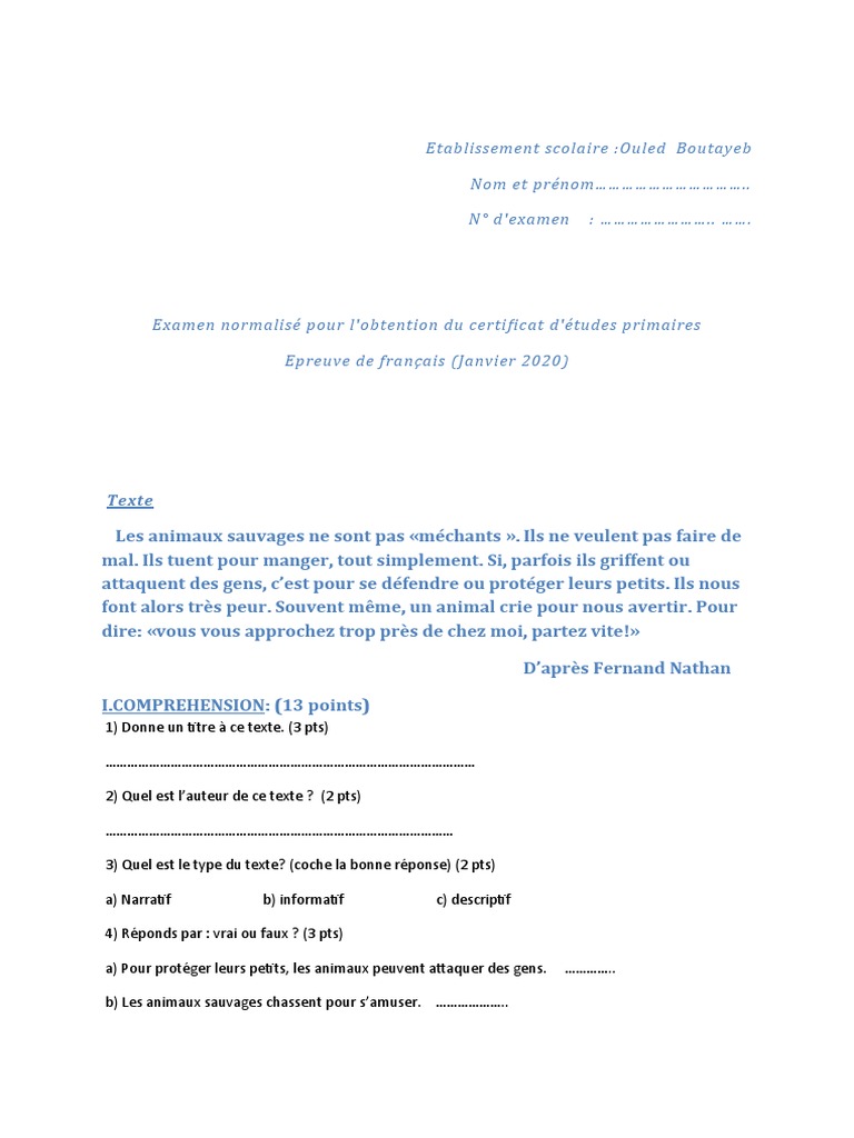 Examen Normalisé Pour L | PDF