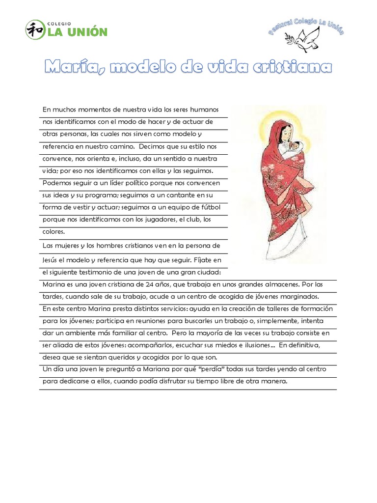 María, Modelo de Vida Cristiana (Material para Imprimir) | PDF | María ...