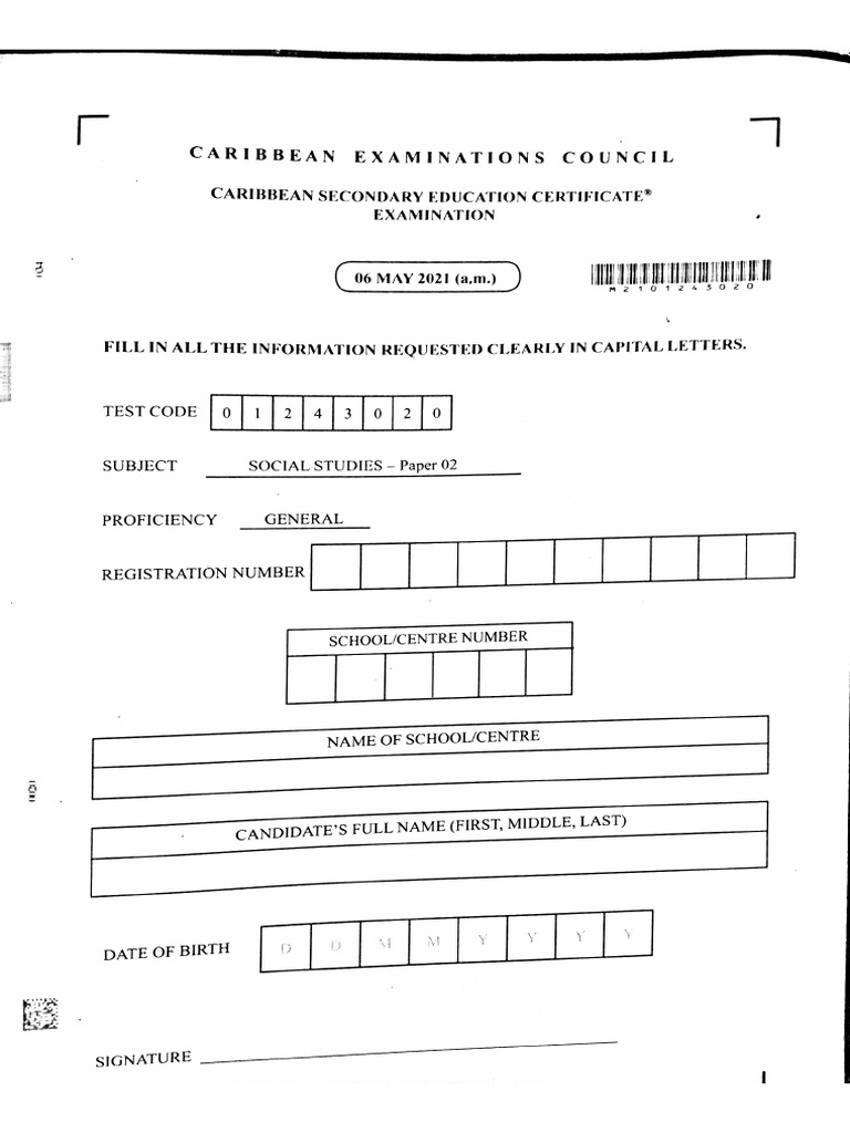 CXC Social Studies Past Paper | PDF