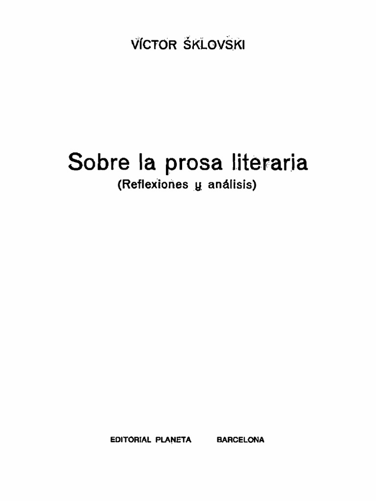 Sklovsky - Sobre La Prosa Literaria | PDF | Teoría | Retórica