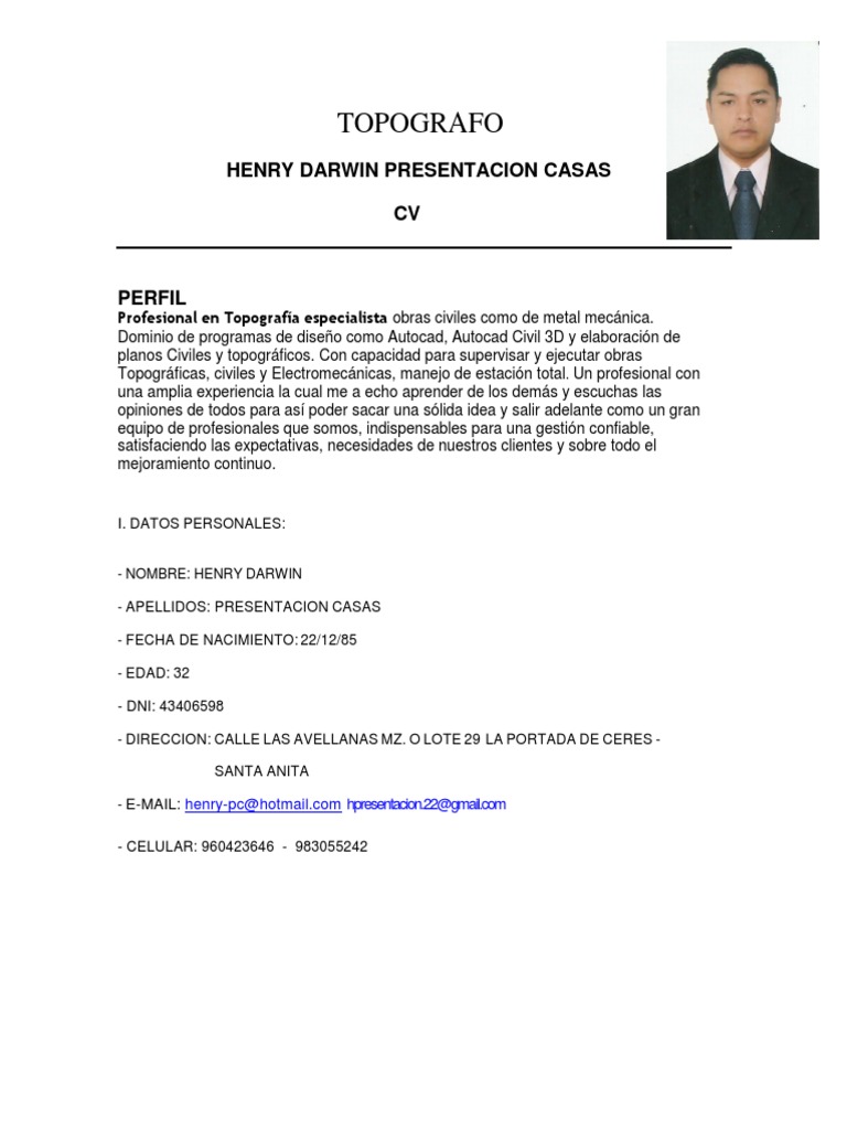 0 - CV Topografo Henry | PDF