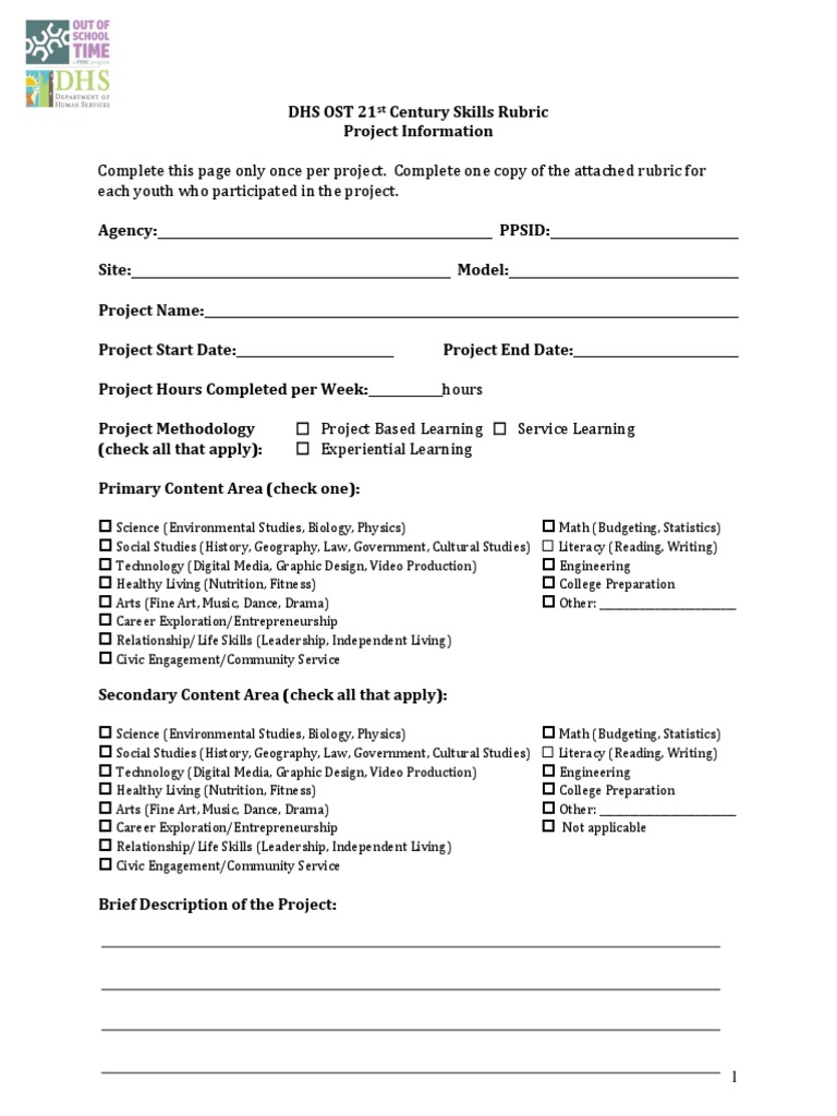21st Century Skills Project Rubric | PDF | Critical Thinking | Thought