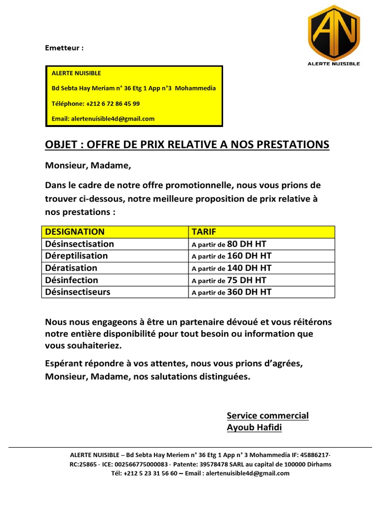 Offre de Prix | PDF | Affaires | Droit