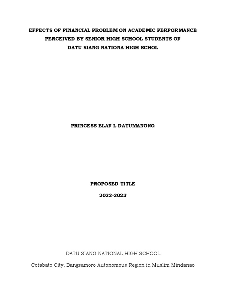Effects of Financial Problems On Academic Performance Perceived by ...
